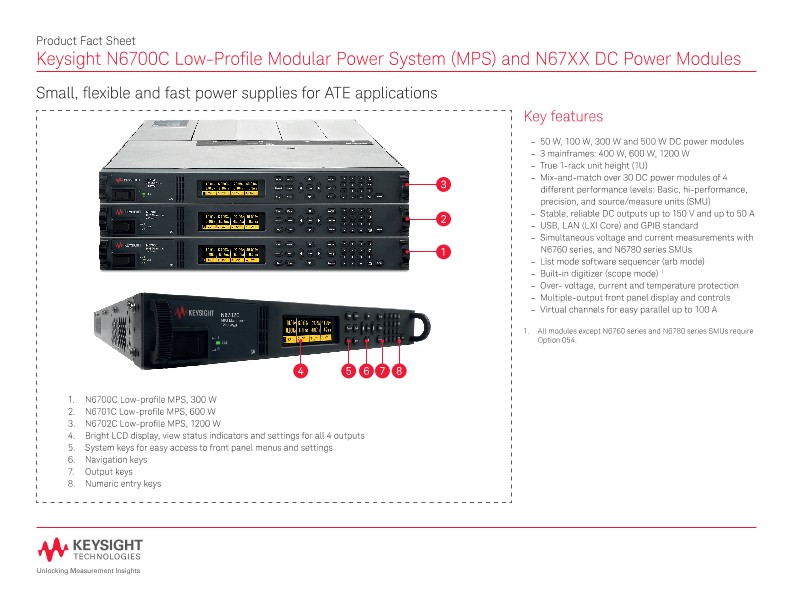 N6700C Low-Profile Modular Power System (MPS) and N67XX DC Power Modules PDF Asset Page | Keysight